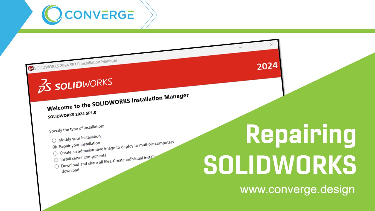 Repairing SOLIDWORKS software with the built-in repair tool
